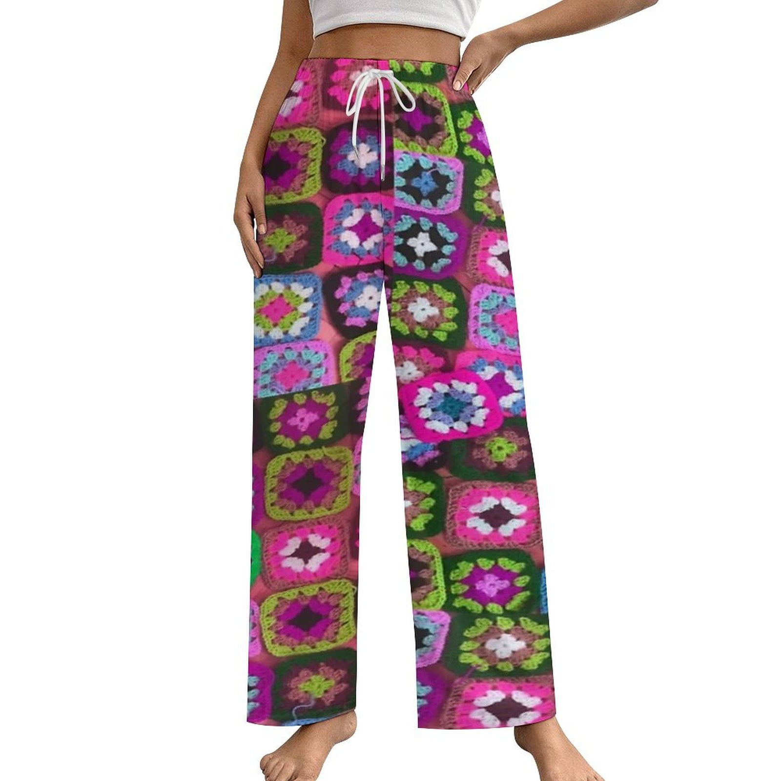 Crochet Blanket Granny Square Vintage Women's Pajamas Pajama Pants ...
