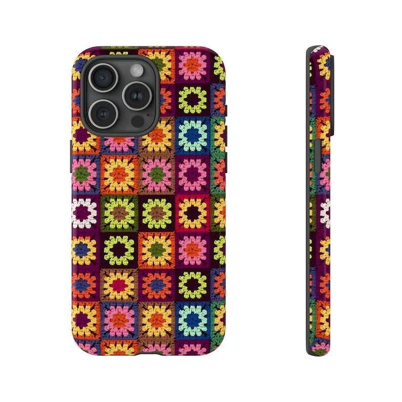 Crochet Blanket Granny Squares Phone Case for iPhone 11 12 13 14 15 16 ...