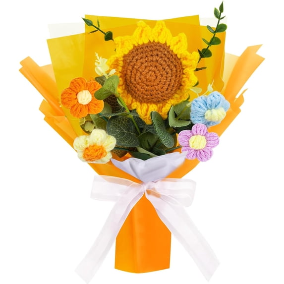 Crochet Bouquet, Crochet Sunflower No Maintenance Flower Bouquet for ...