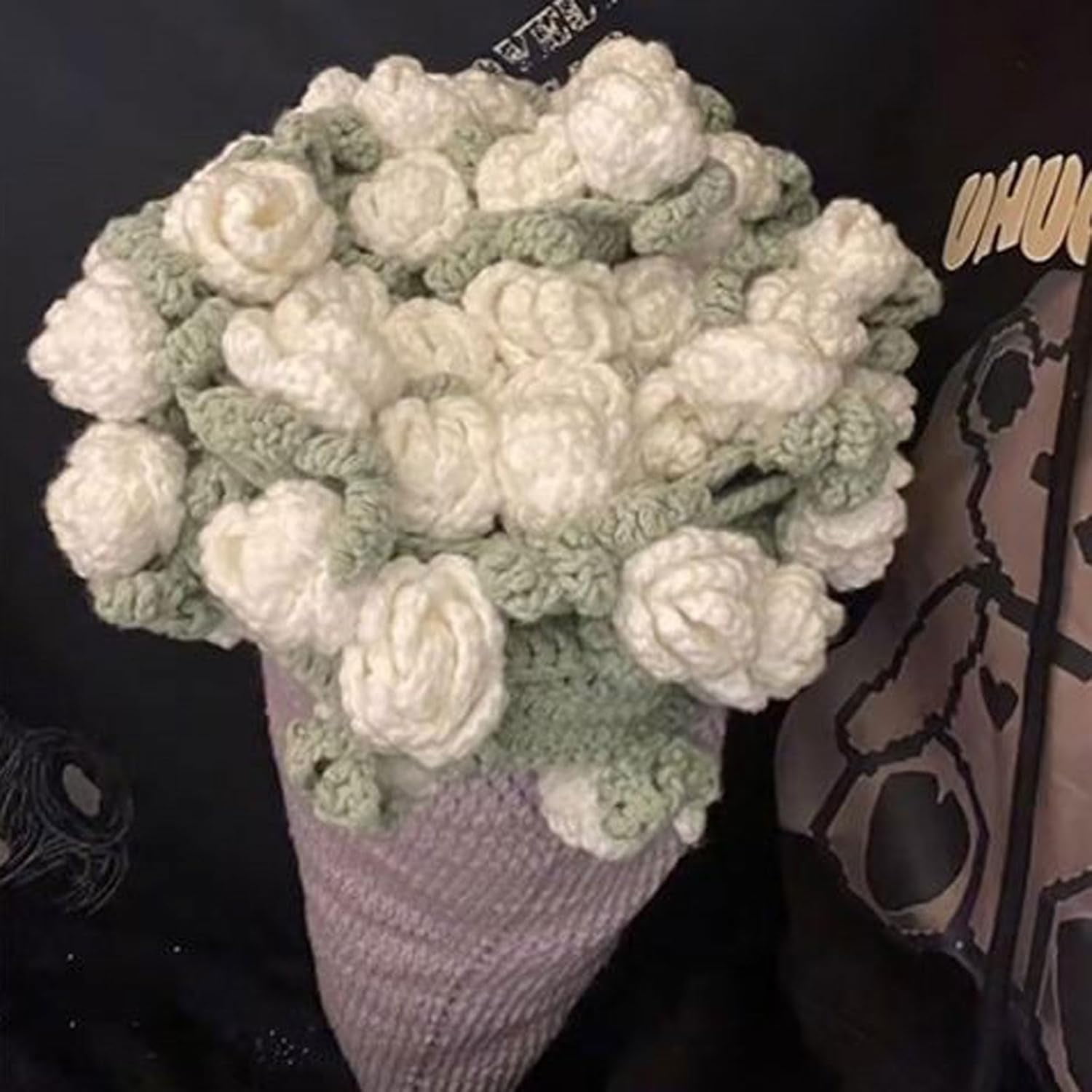 Crochet Bouquet of Flowers, DIY Handmade Rose Blanket, Rose Bouquet ...