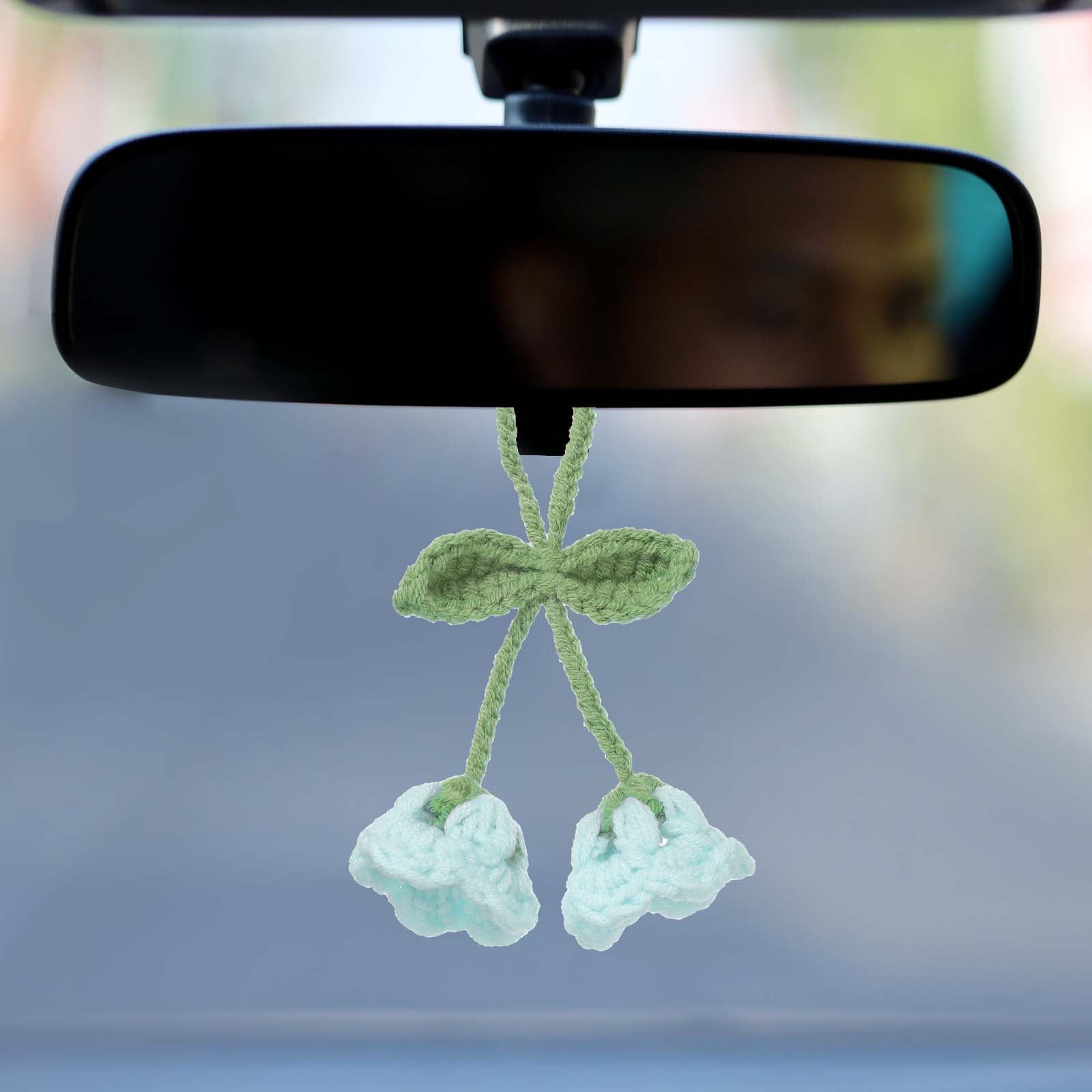 Crochet Car Hanging Accessory, Handmade Ornament with 2 Cute Little ...