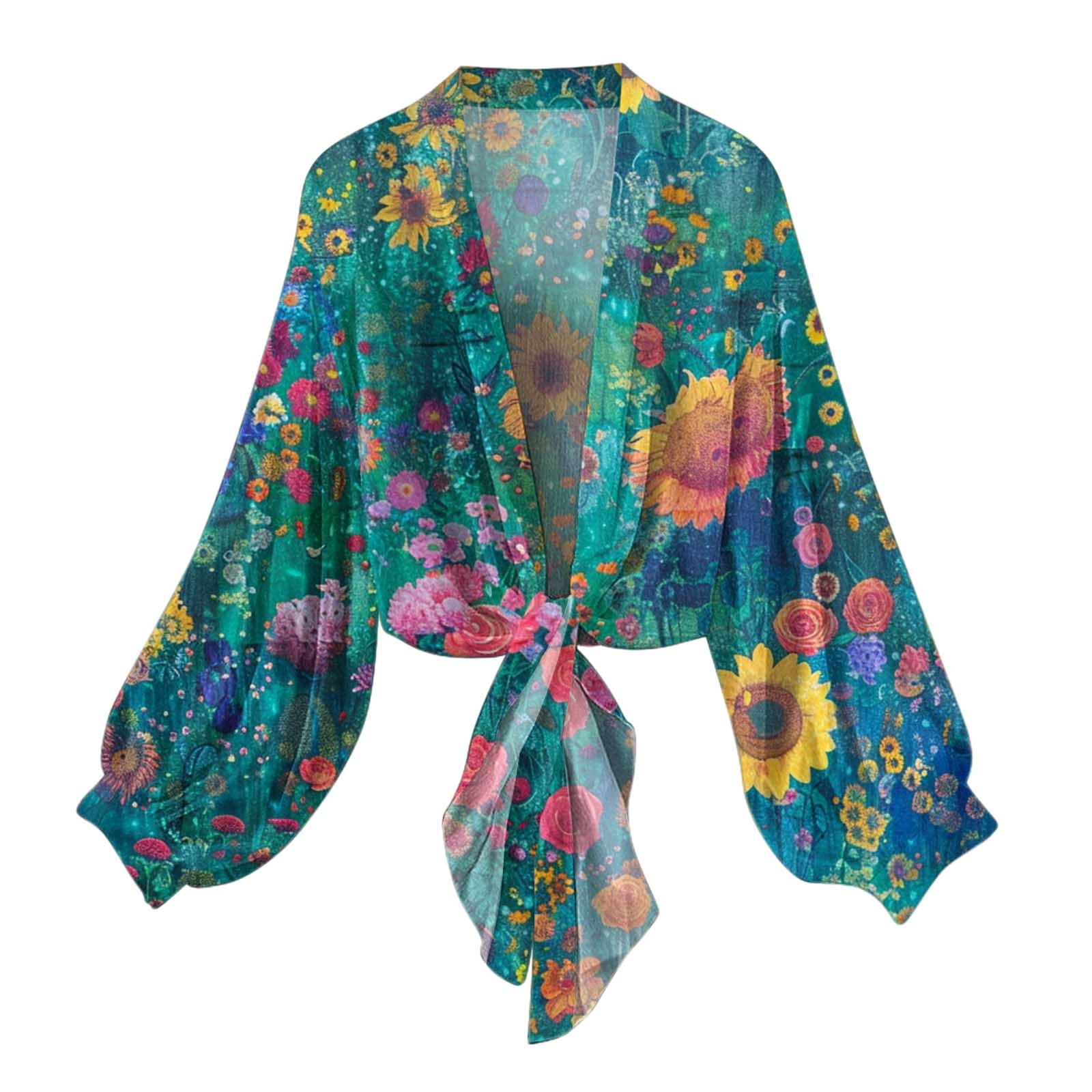 Crochet Cardigan Women Shrugs Chiffon Cardigans Summer Tie Front ...