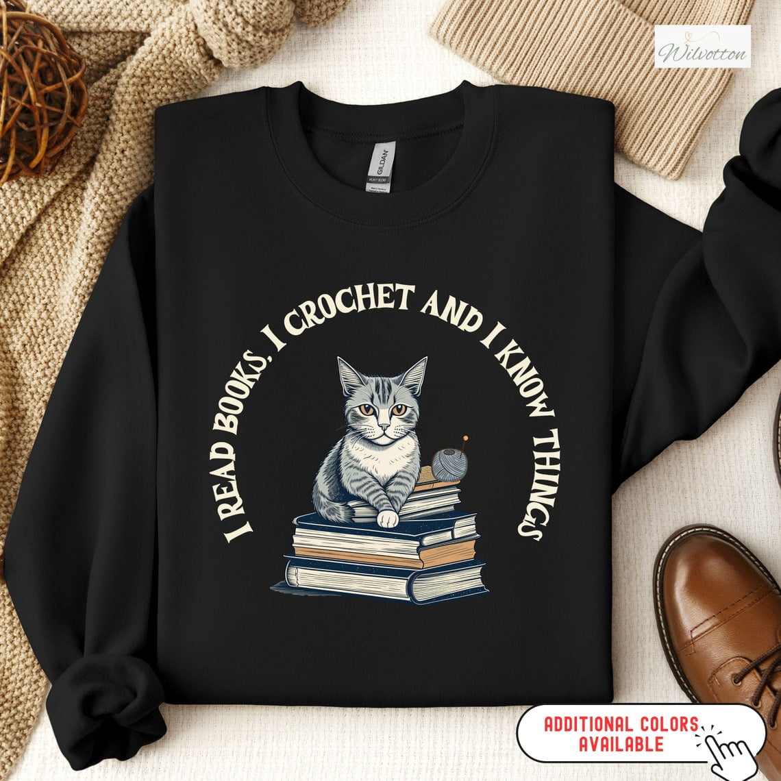 Crochet Cat Book Sweatshirt, Crochet, Crochet Shirt, Crochet Artist ...