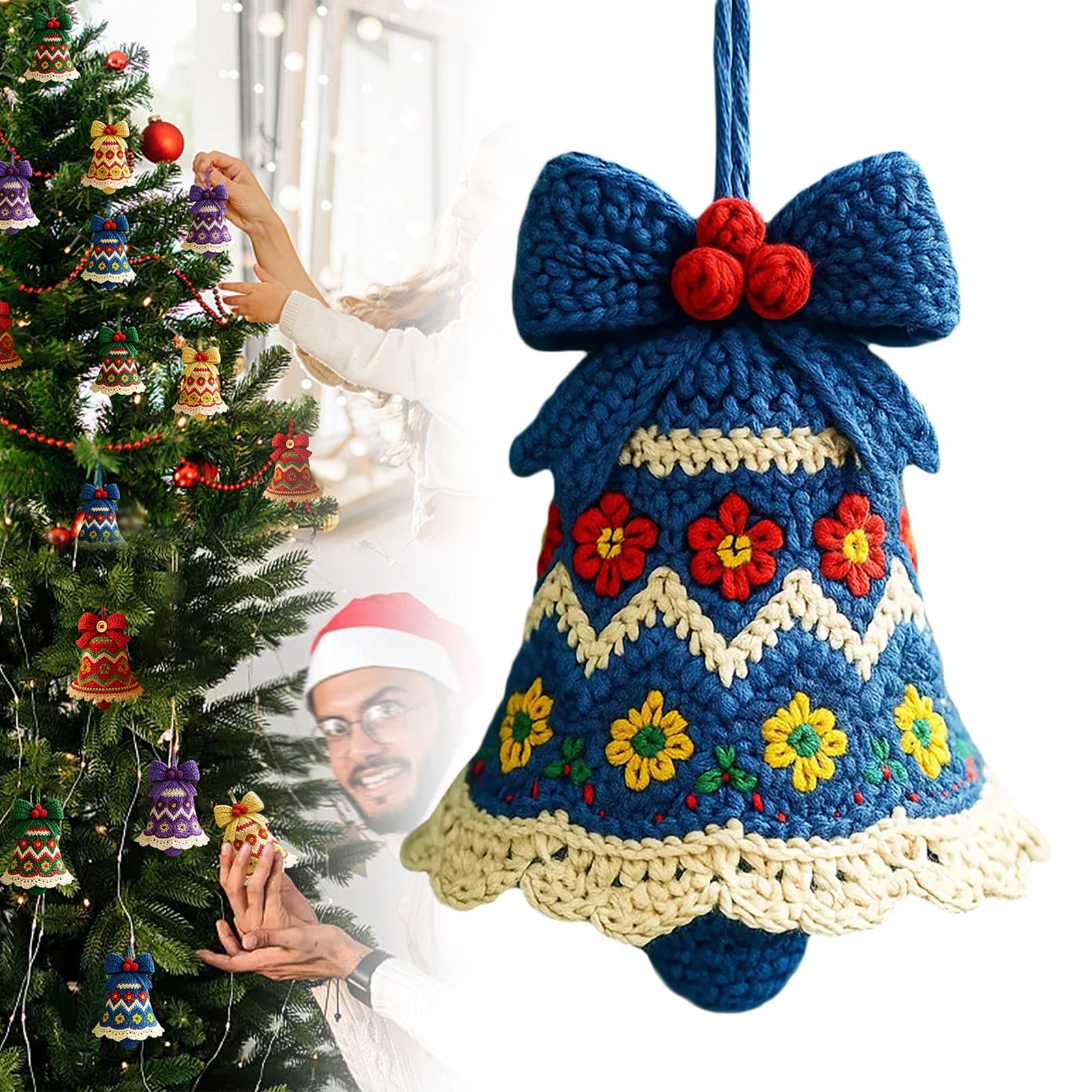 Crochet Christmas Bell Decoration (Acrylic Flat Printing Pendant),1Pc ...
