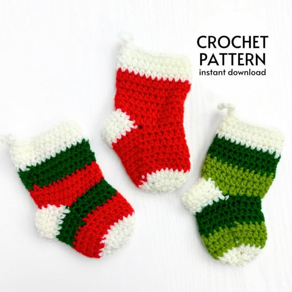 Crochet Christmas Ornament Mini Stocking Pattern Easy Holiday Decor NO ...