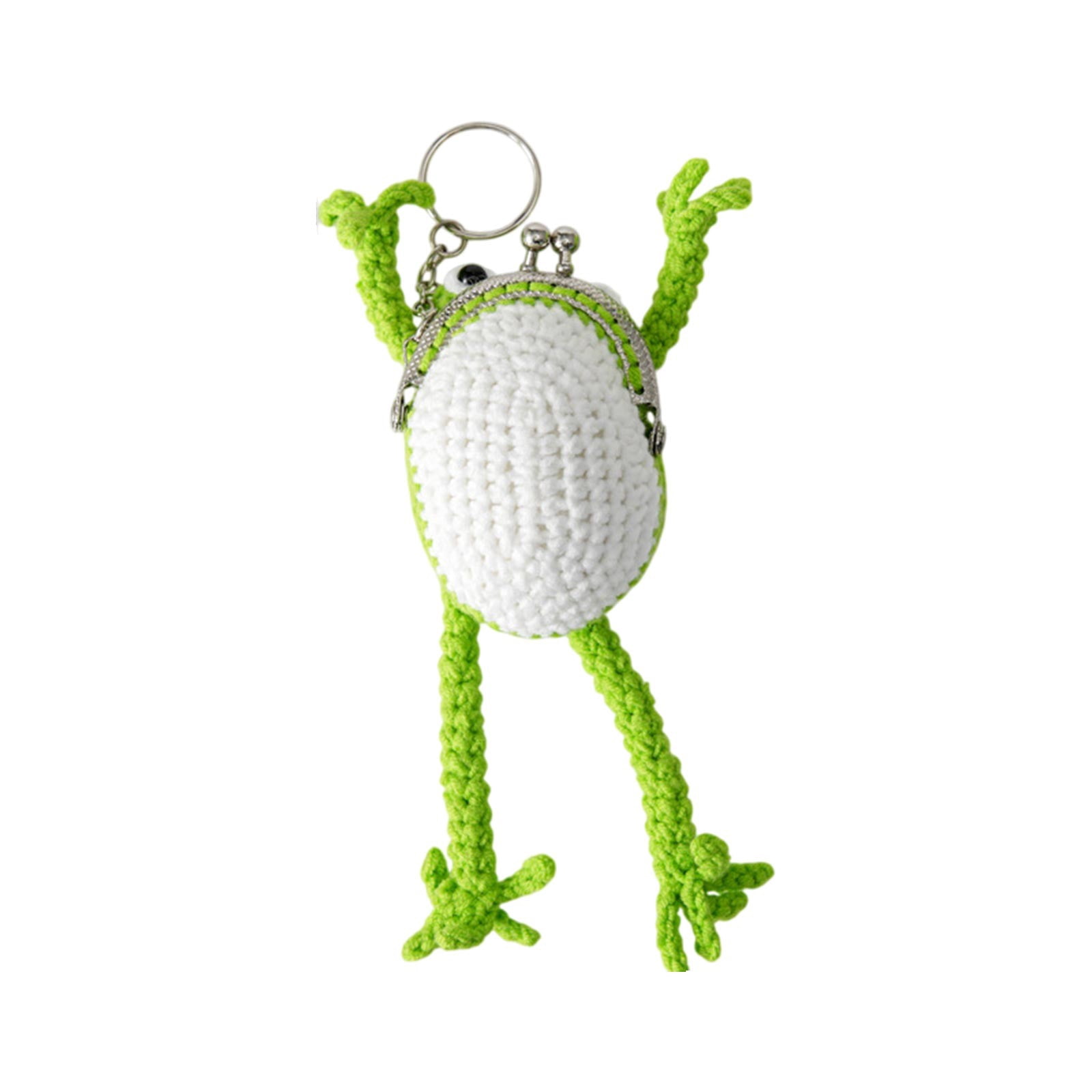 Crochet Coin Purse Keychain, Knitted Frog Wallet With Metal Ring for ...