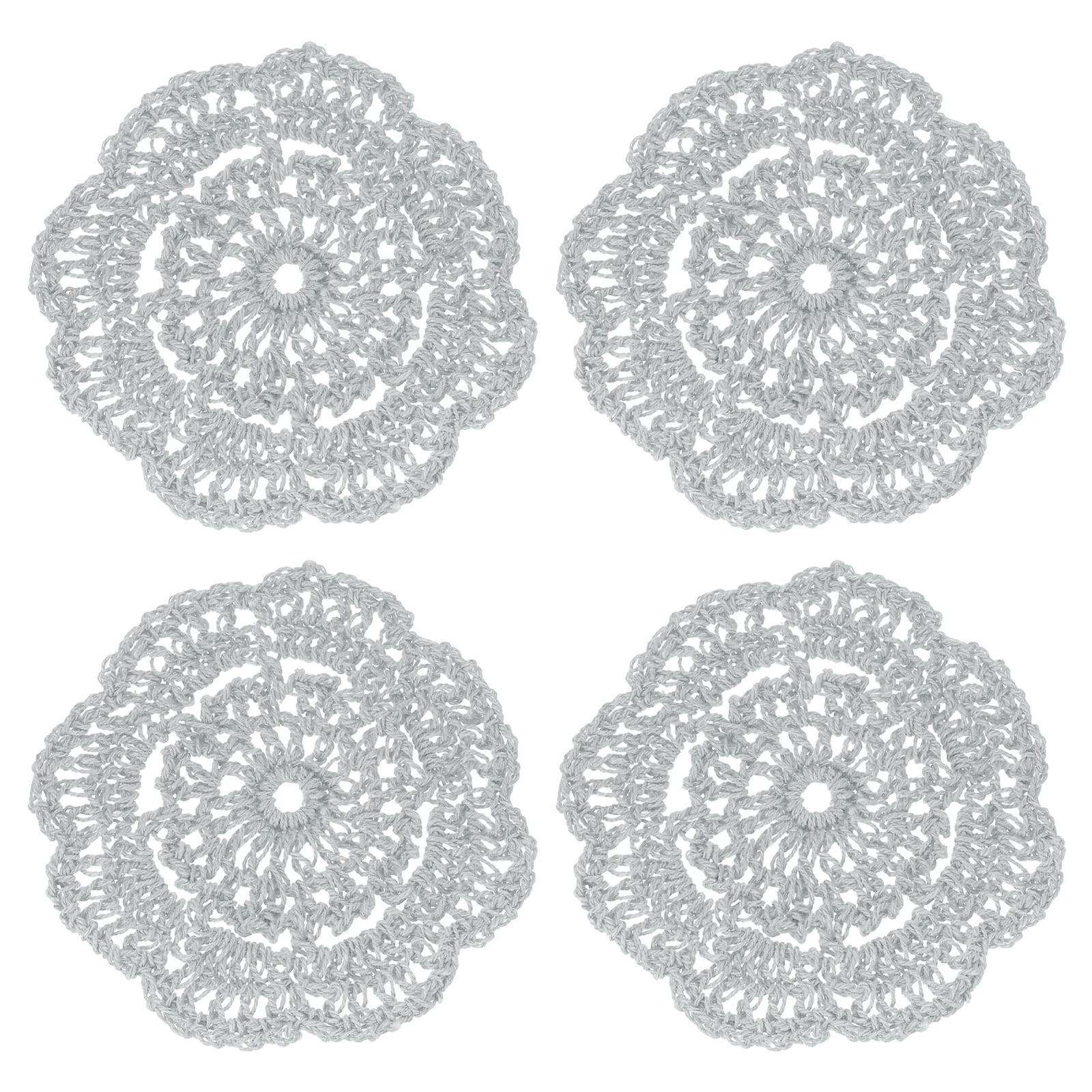 Crochet Doilies, 4Pcs 4" Cotton Woven Fabric Coasters, Lace Round ...