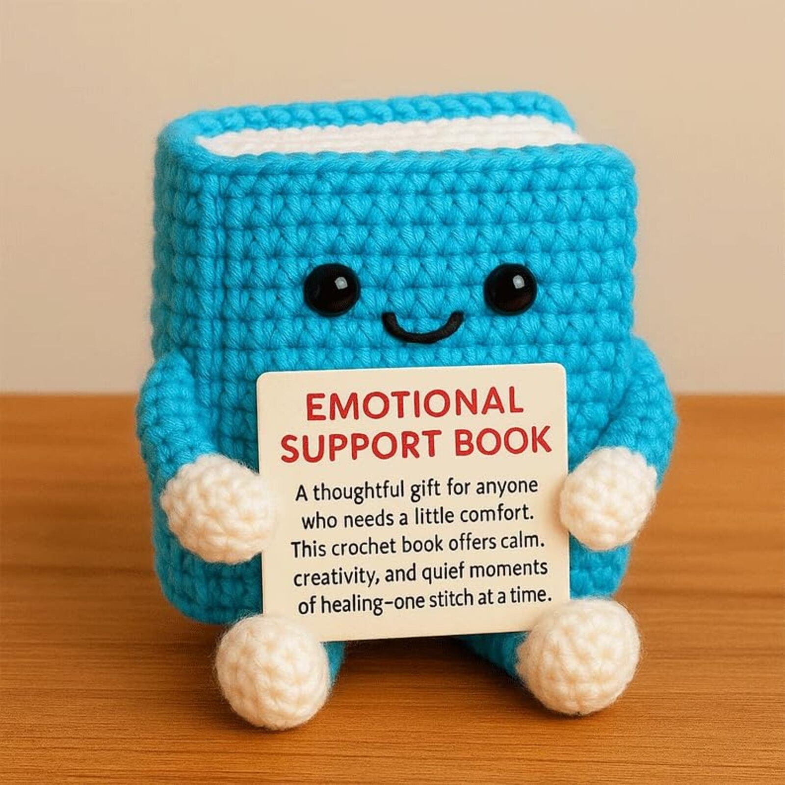 Crochet Emotional Support Book Doll - Handmade Mini Knitted Positive ...