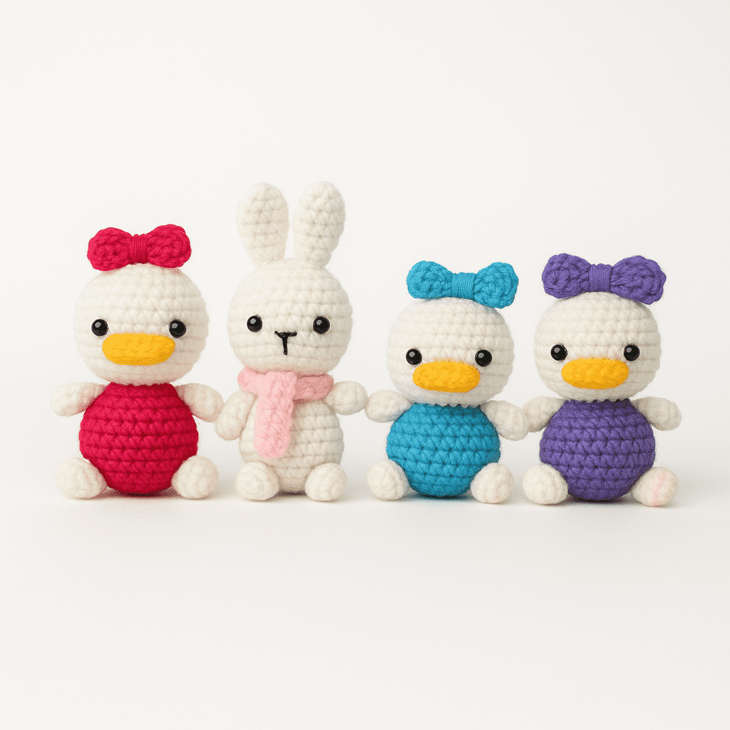 Crochet Family Toy Set , Stuffed Animal Cute Family Toys , One Bunny ...