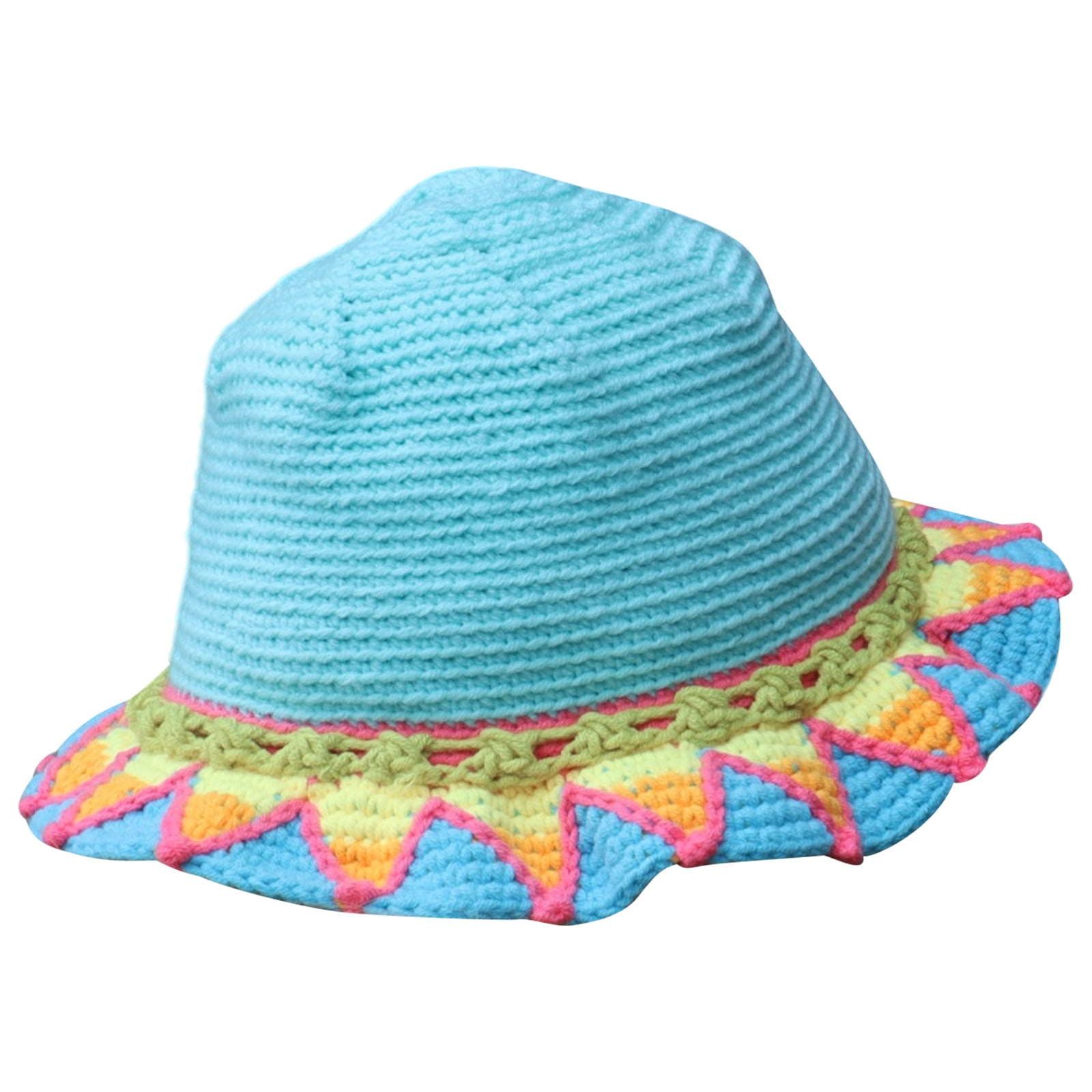 Crochet Fisherman Hat Girl Elegant Knitted Patchwork Flower Hat ...