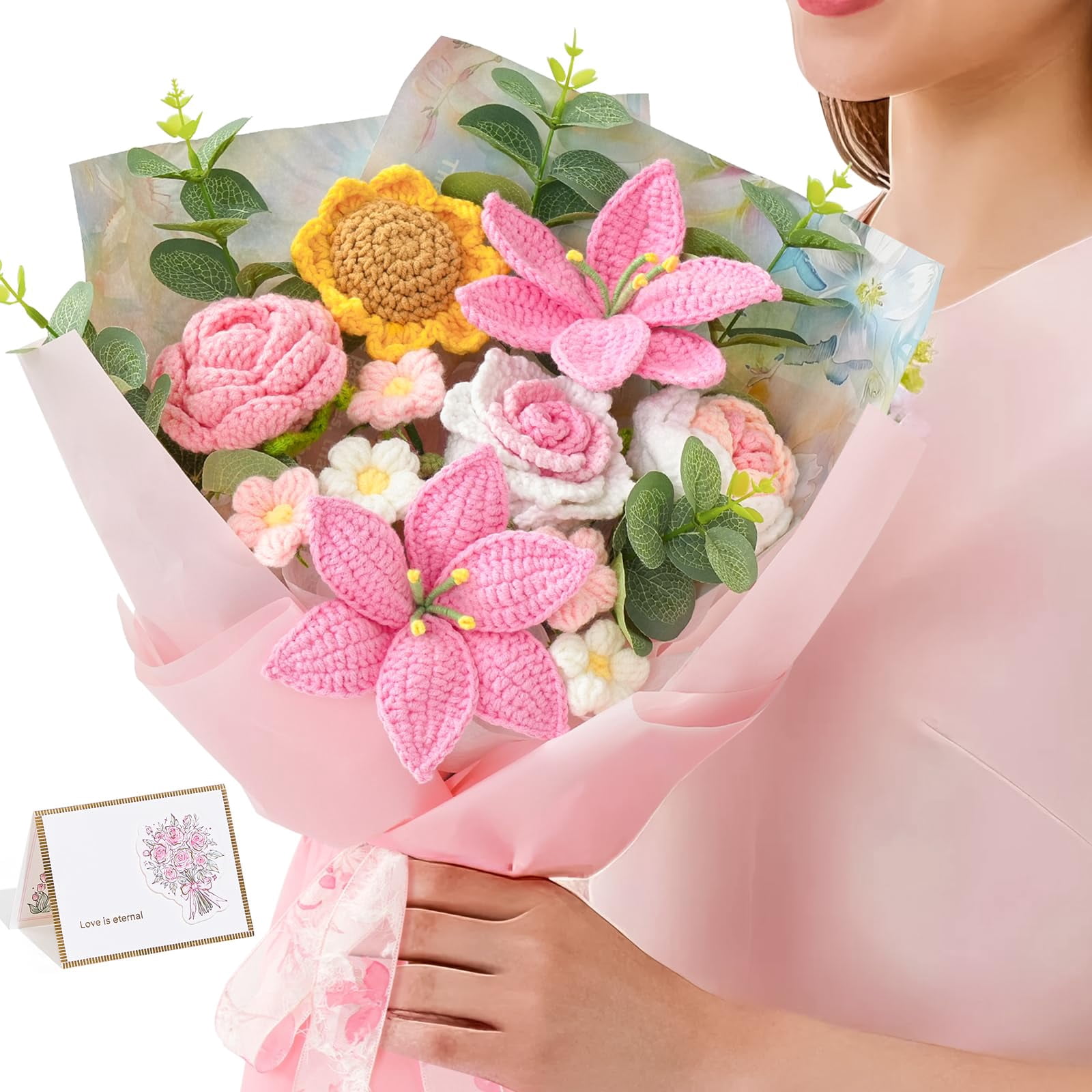 Crochet Flower Bouquet A Lily Pink Large Home Decor and Gift - Walmart.com