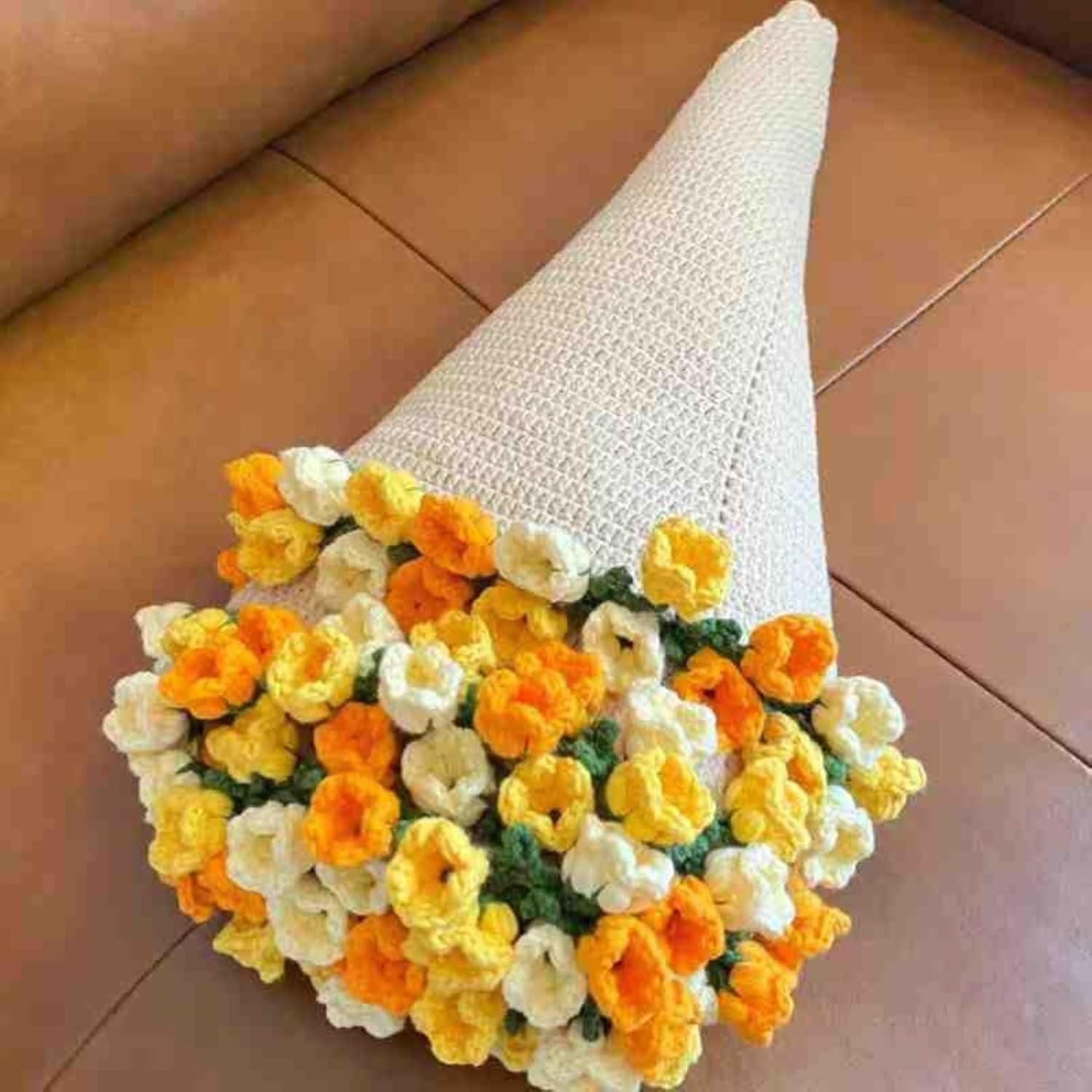 Crochet Flower Bouquet Blanket, Finished Product DIY Handmade Crocheted ...