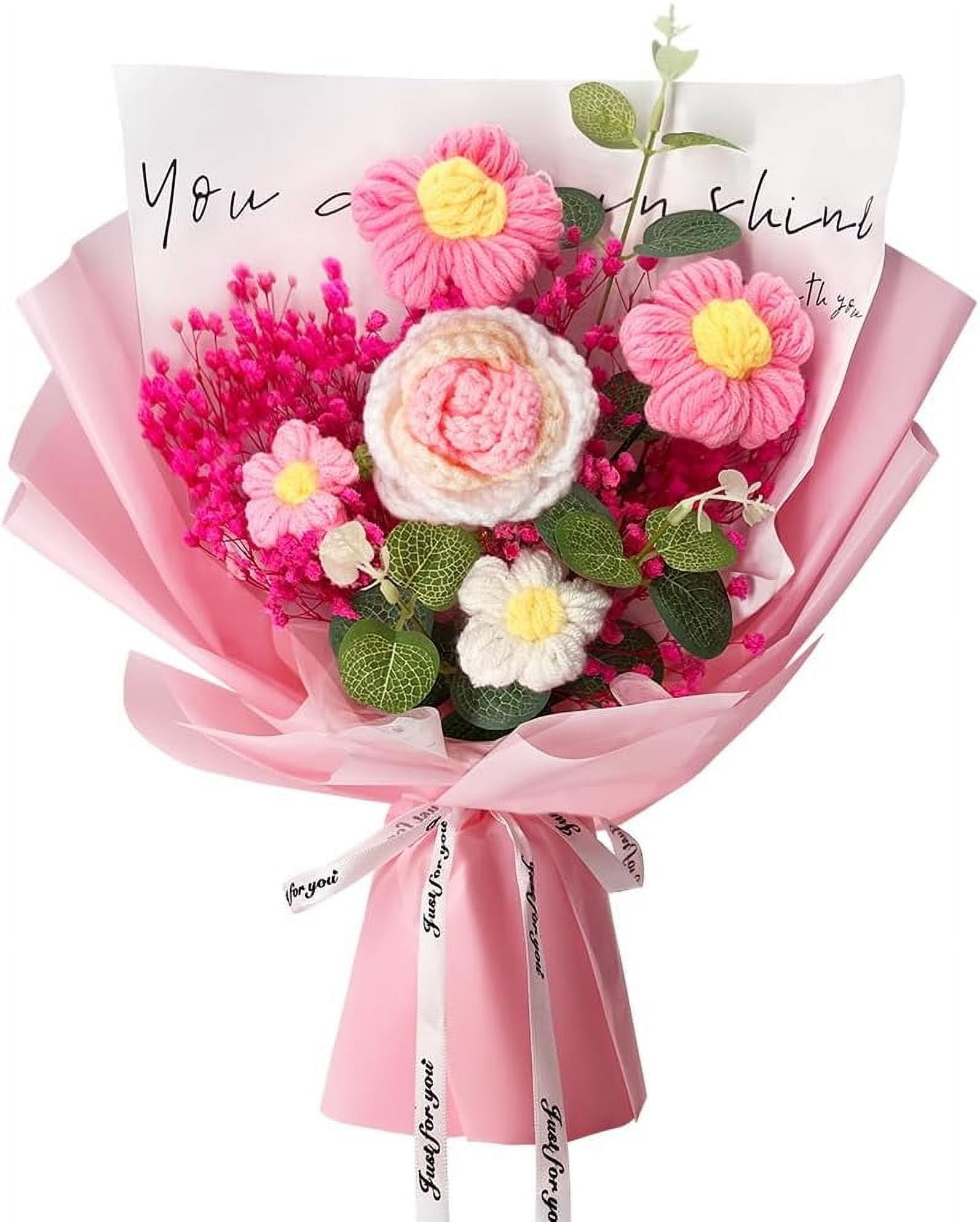 Crochet Flower Bouquet: Completed Crochet Rose Dried Gypsophila 's ...