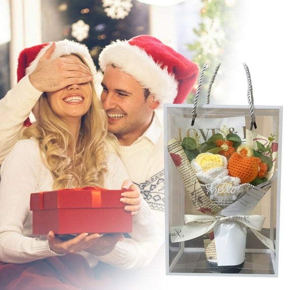 Crochet Flower Bouquet, Handmade Knitted Roses, Thoughtful Valentine's ...