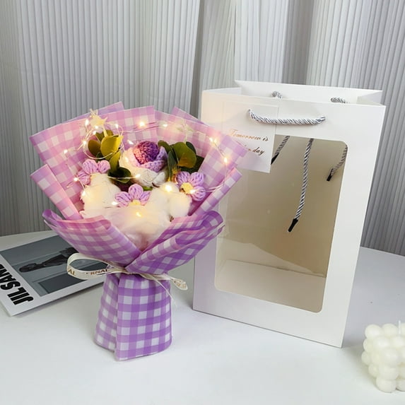 Crochet Flower Bouquet Handwoven Flowers Bouquet Ornaments Art Crafts ...