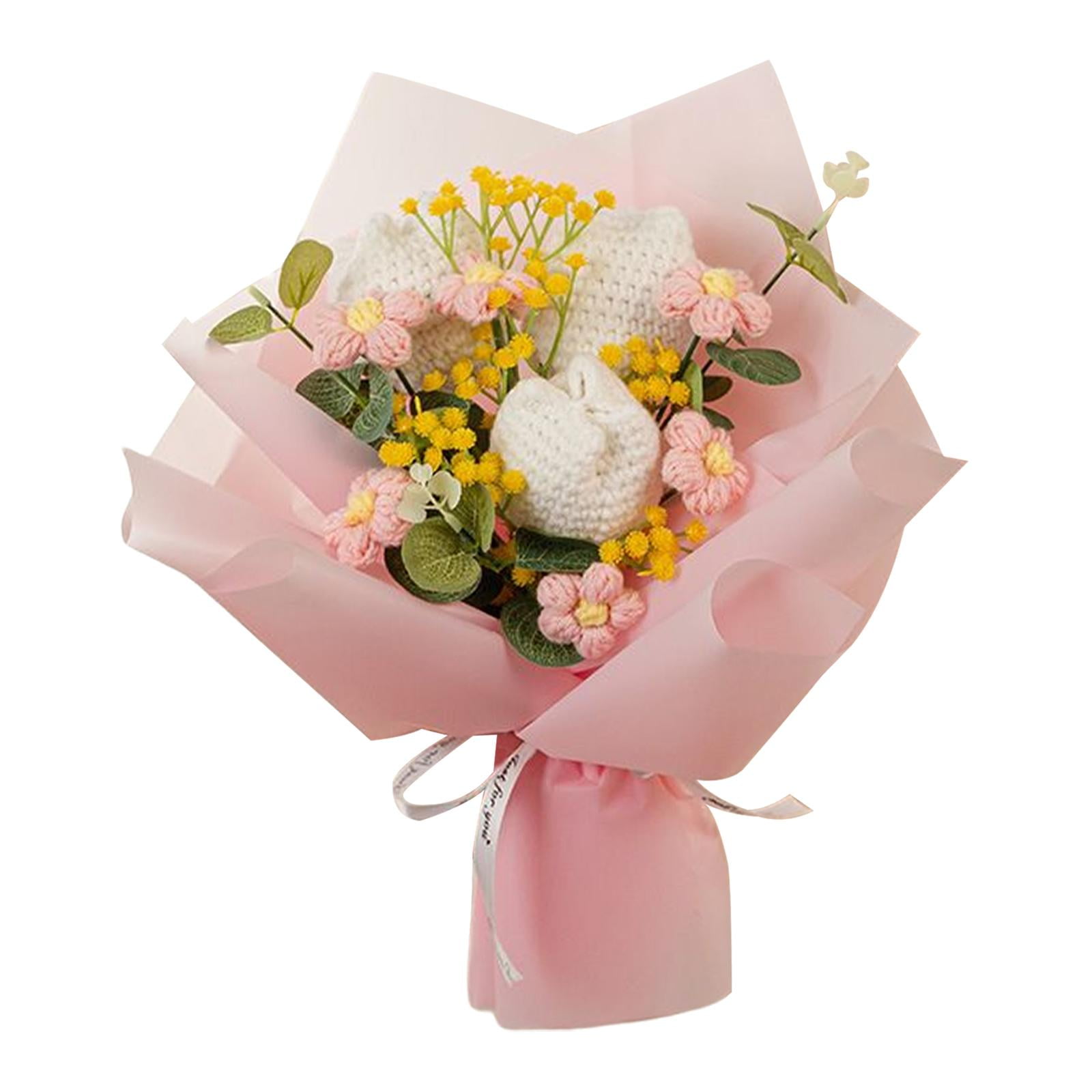 Crochet Flower Bouquet Tulips Artificial Flowers Spring Ornament Gift ...