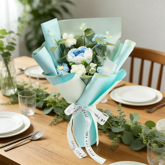 Crochet Flower Bouquet for Valentine's Day - Handmade Knitted Pink ...