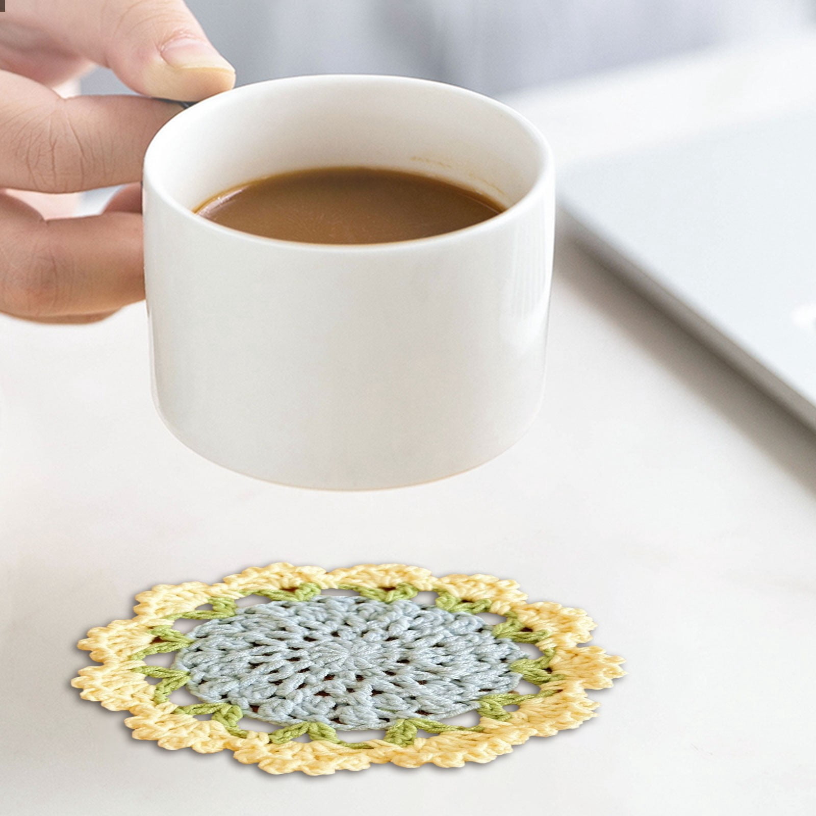 Crochet Flower Coasters, Handmade Vintage Crochet Flower Bouquet ...