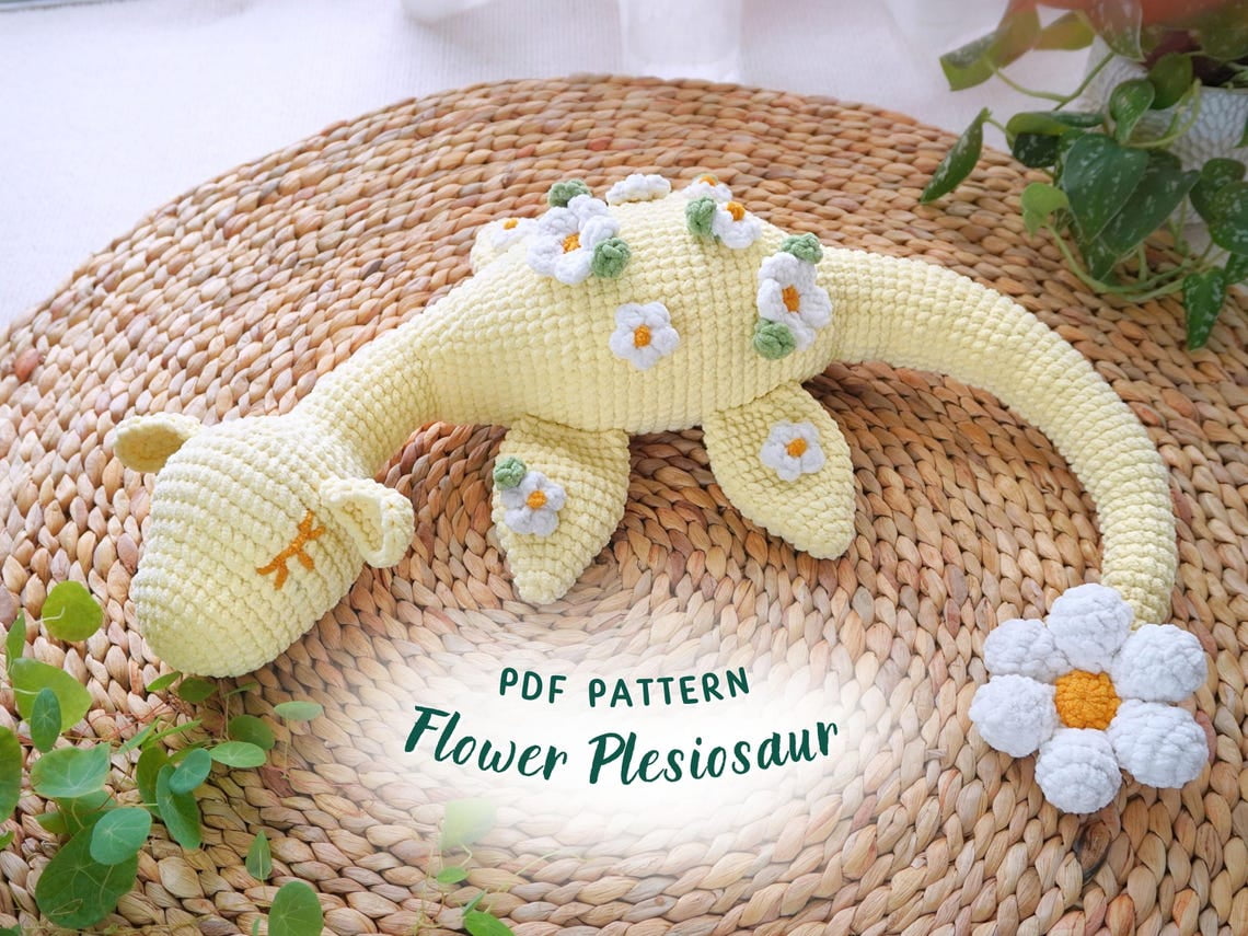 Crochet Flower Plesiosaur Amigurumi Pattern, Crochet Dragon Amigurumi ...