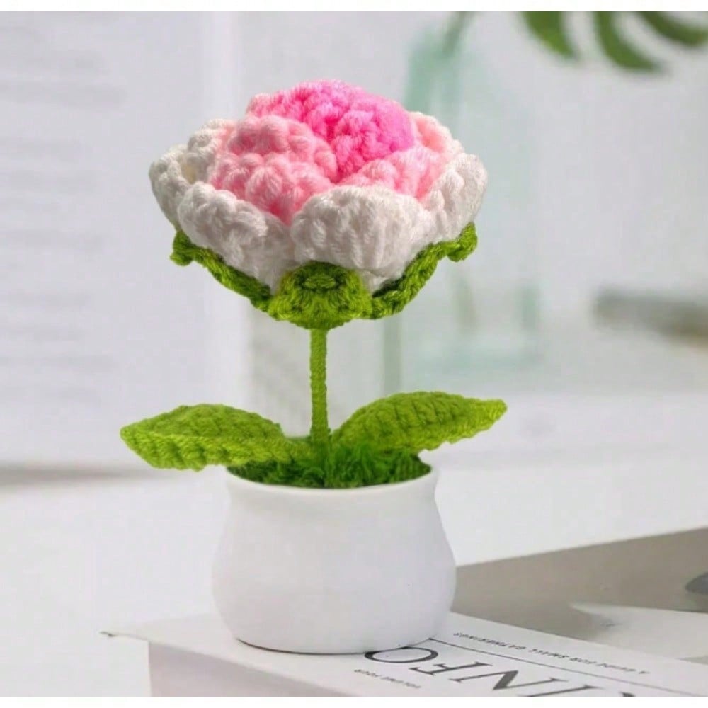 Crochet Flower Pots, Mini Crochet Flower Pots, Rose Flower Pots, Lily ...