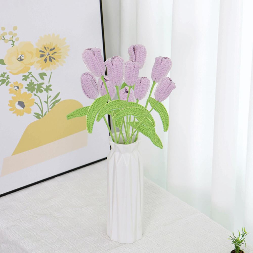 Crochet Flowers, 10PCS Tulips Crochet Flower Bouquet, Handmade ...