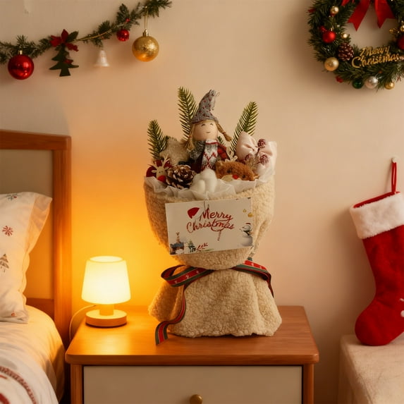 Crochet Flowers Bouquet Christmas Decorations with Green Tree, Bear and ...