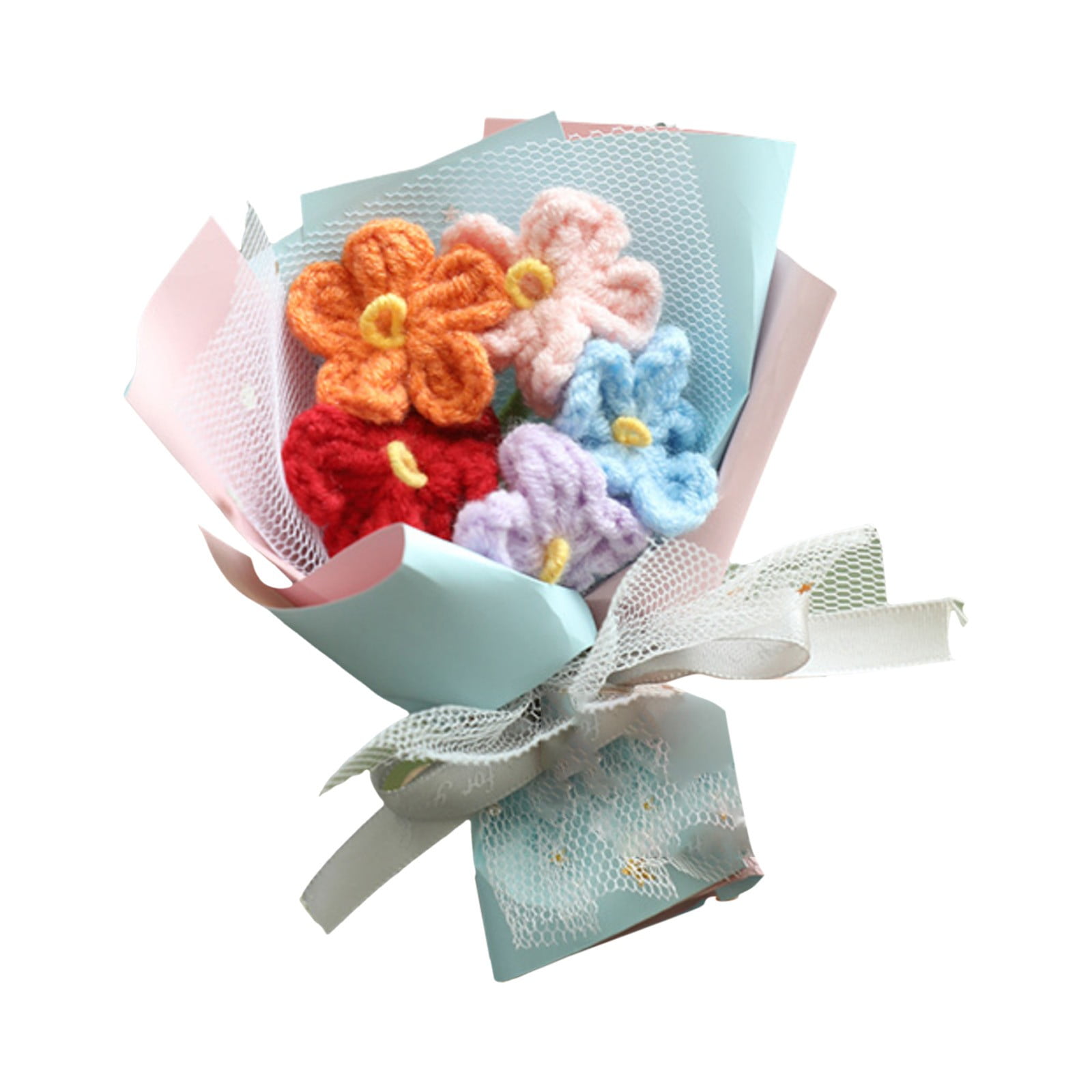 Crochet Flowers Bouquet Handmade Knitted Bouquet Bouquet Kit Mini ...