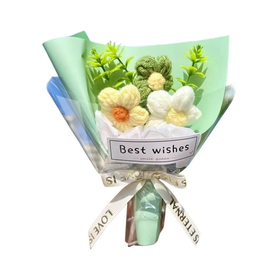 Crochet Flowers, Knit Bouquet, Handmade Artificial Floral Arrangement ...