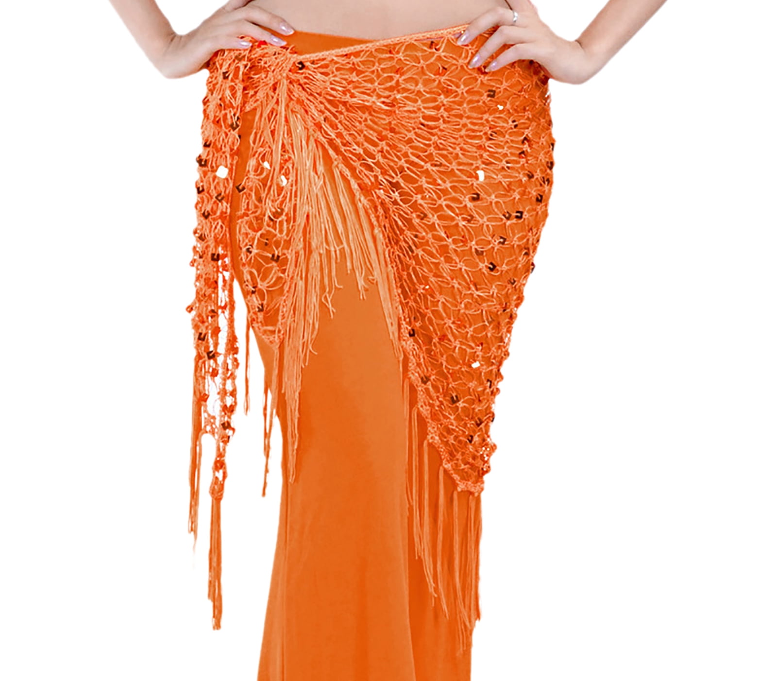 Crochet Fringe Sequin Hippie Spanish Tribal Belly Dancer Hip Scarf ...