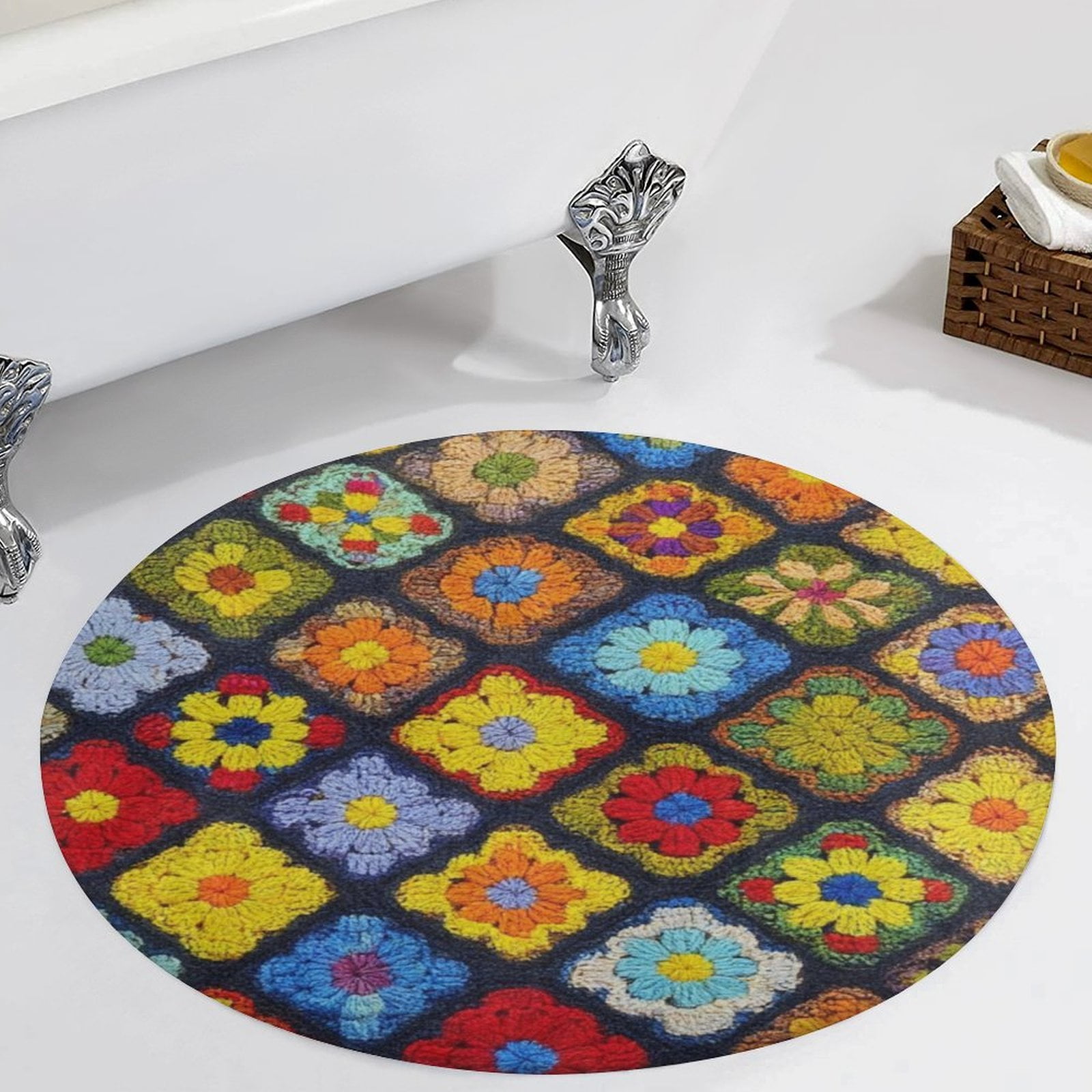 Crochet Granny Square Pattern-2 Round Area Carpets Living Room Room ...