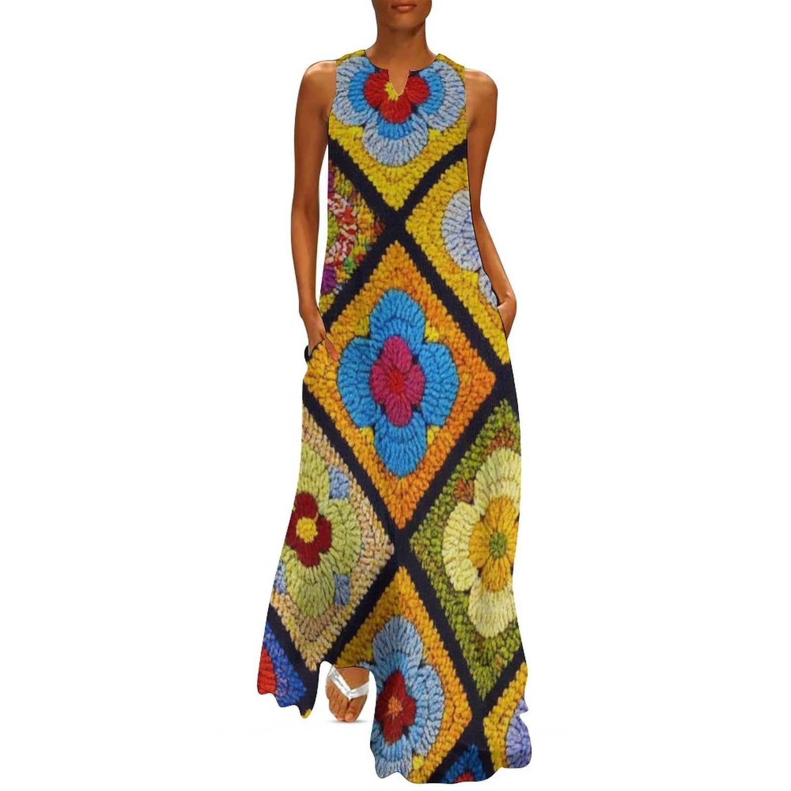 Crochet Granny Square Pattern Long Dress dress women summer dress for ...
