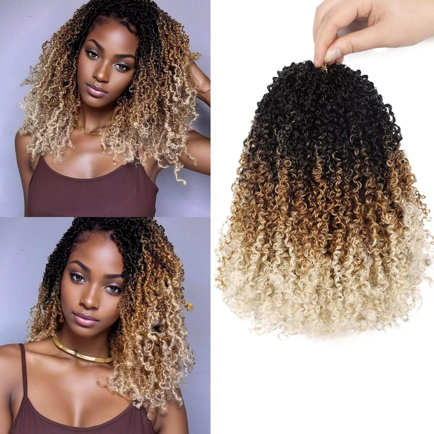 Crochet Hair 12 Inch 8 Packs 30 Stands/Pcs,Pre-looped Fluffy Spring ...