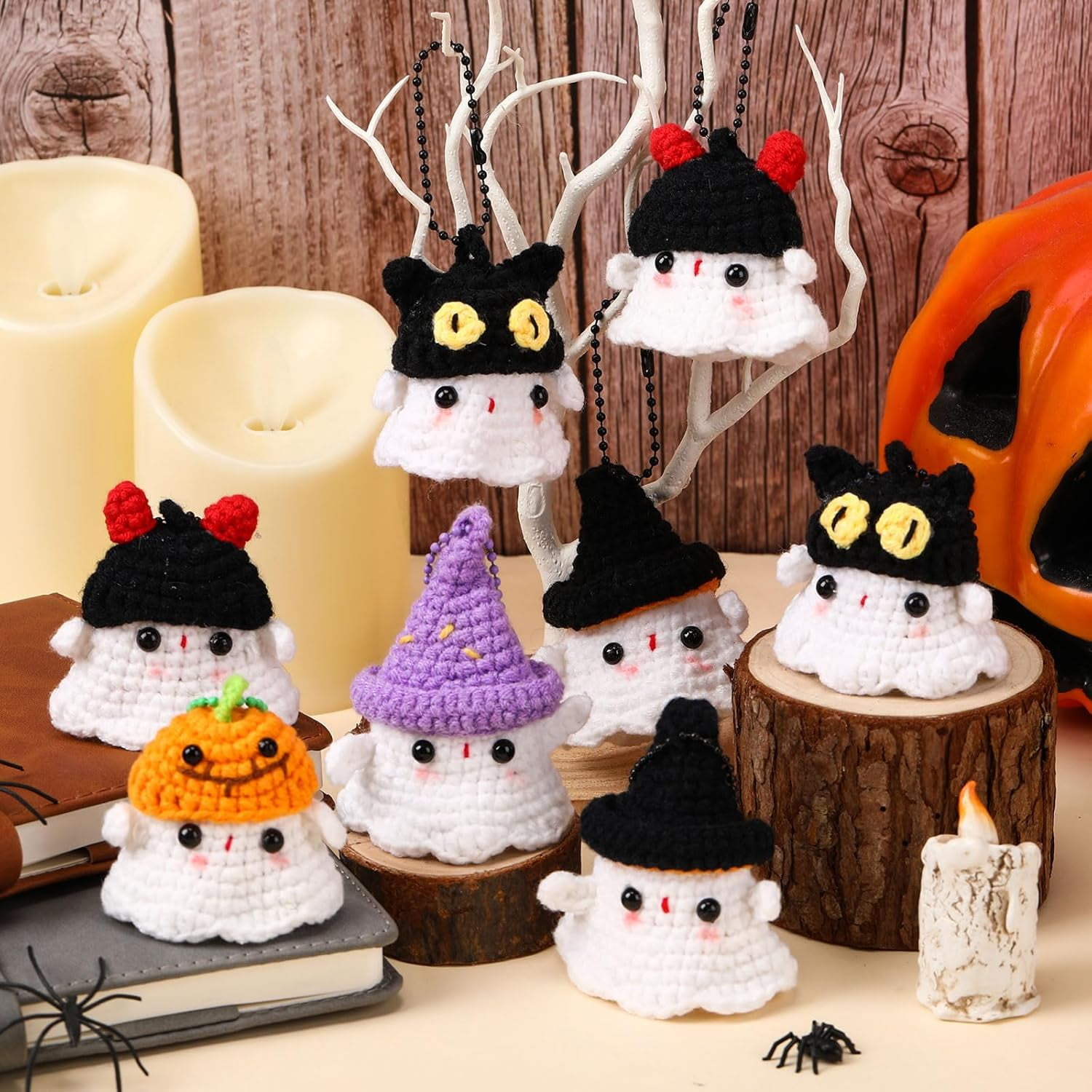 Crochet Halloween Ghost Pendant Crochet Doll Keychain Halloween Gift ...