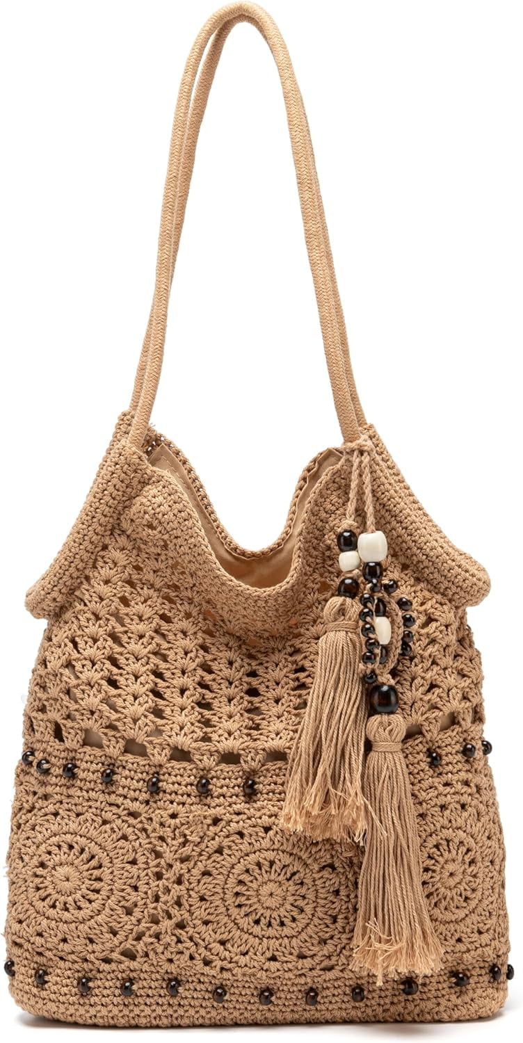 Crochet Hobo Bag for Women Boho Woven Tote Bag Summer Vacation Beach ...