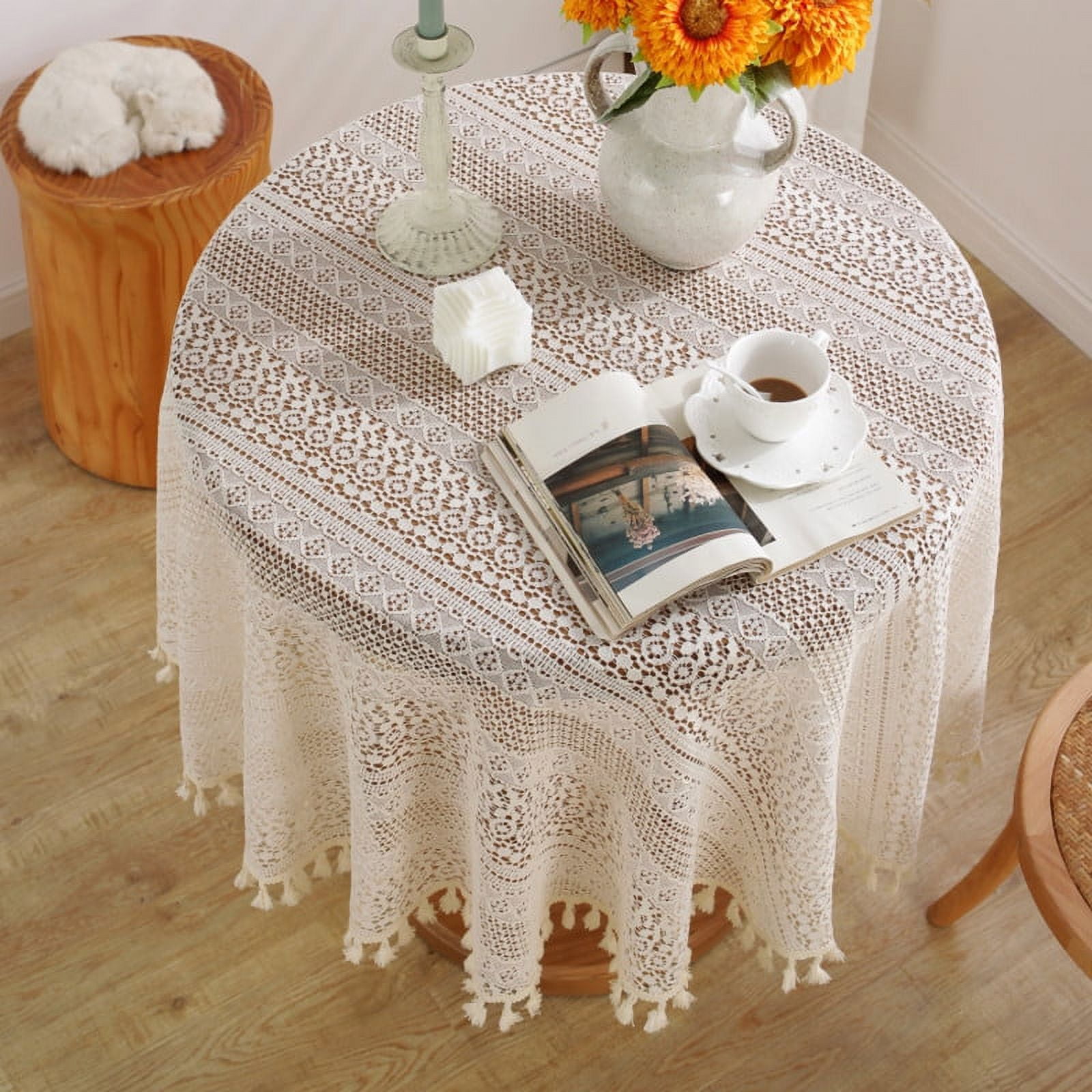 Crochet Hollow American Lace Tablecloth rative Cloth Vintage Dining ...