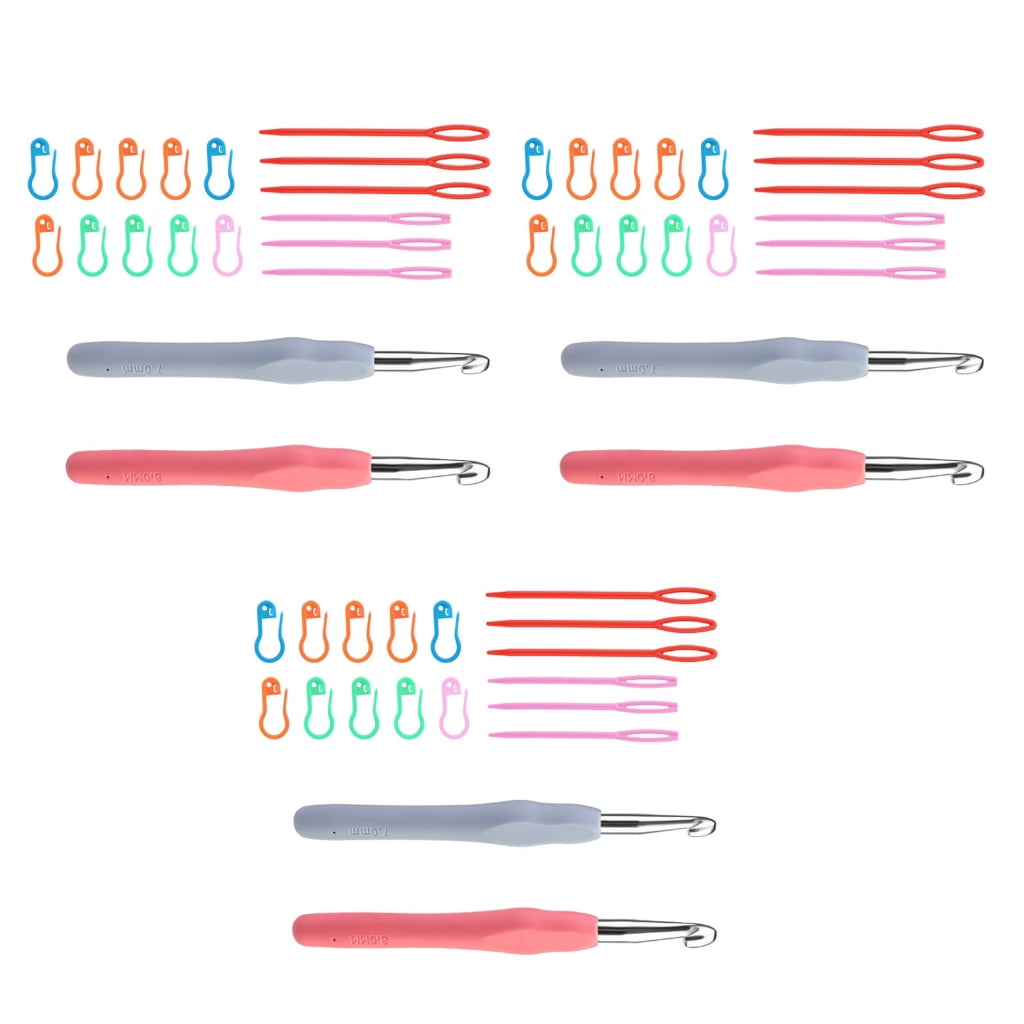 Crochet Hook Large Eye Sewing Needle Knitting Marker Set for Beginner ...