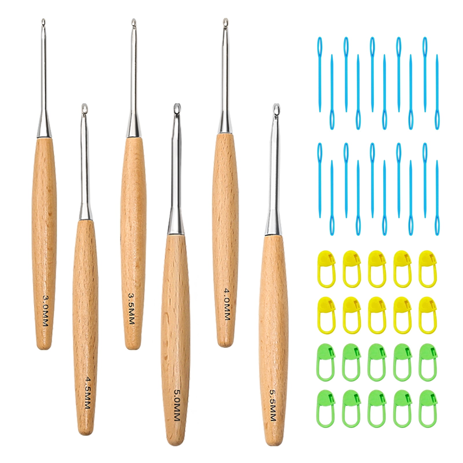 Crochet Hook Set with Wooden Handle, Crochet Needles for Yarn, Crochet ...