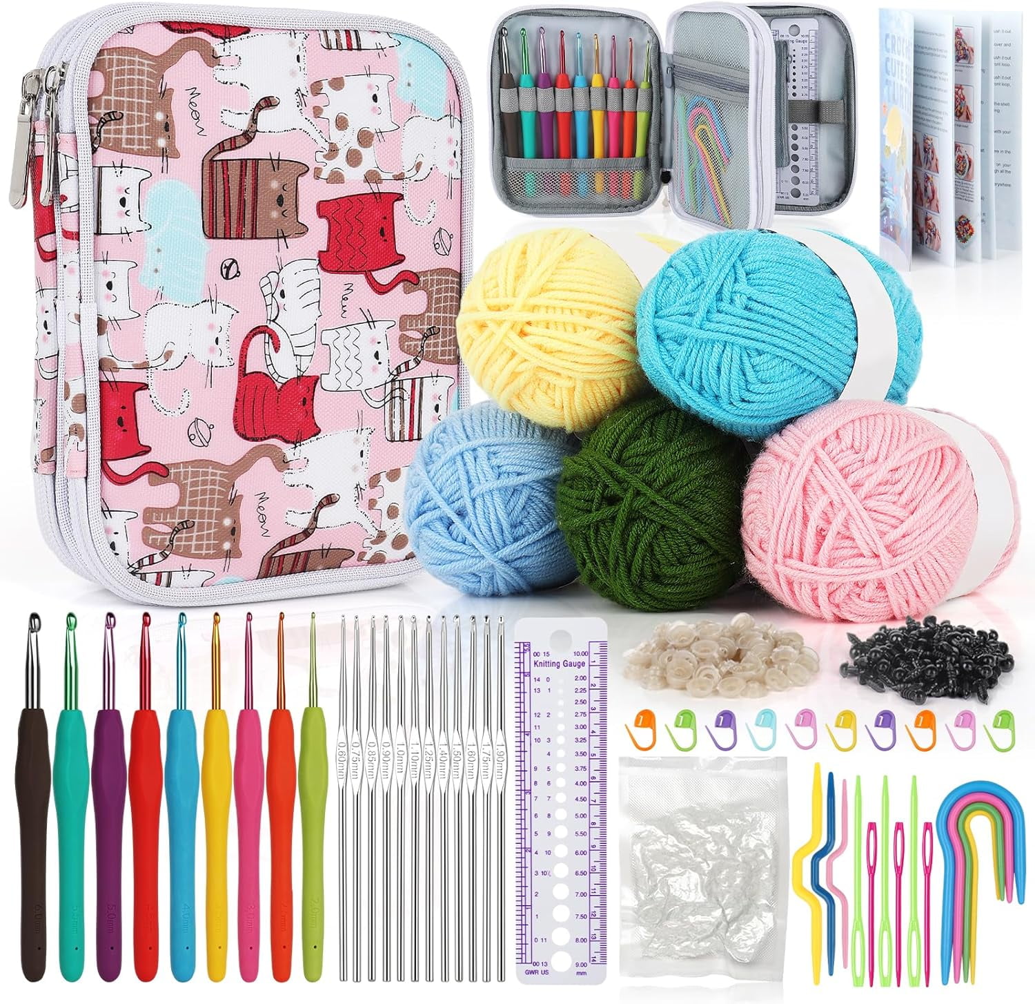 Crochet Hooks Kit with Case, 85-Piece, Ergonomic Crochet Needles Weave ...