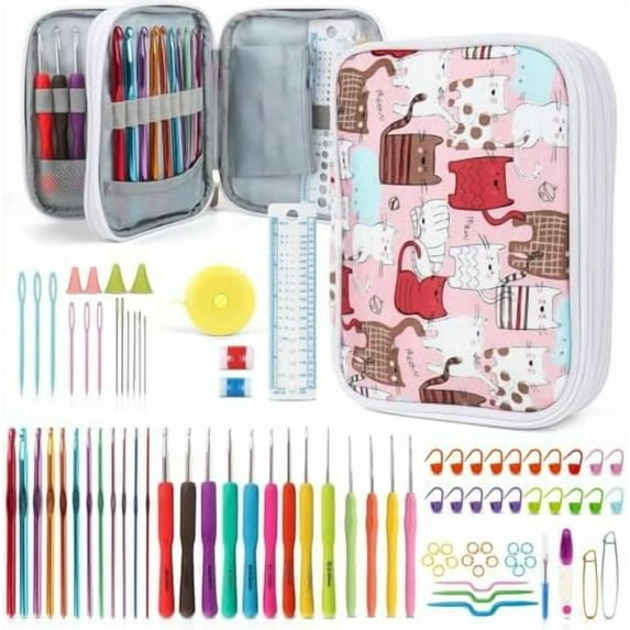 Crochet Hooks Kit with Case, 99-Piece Crochet Hooks Set DIY Crochet ...