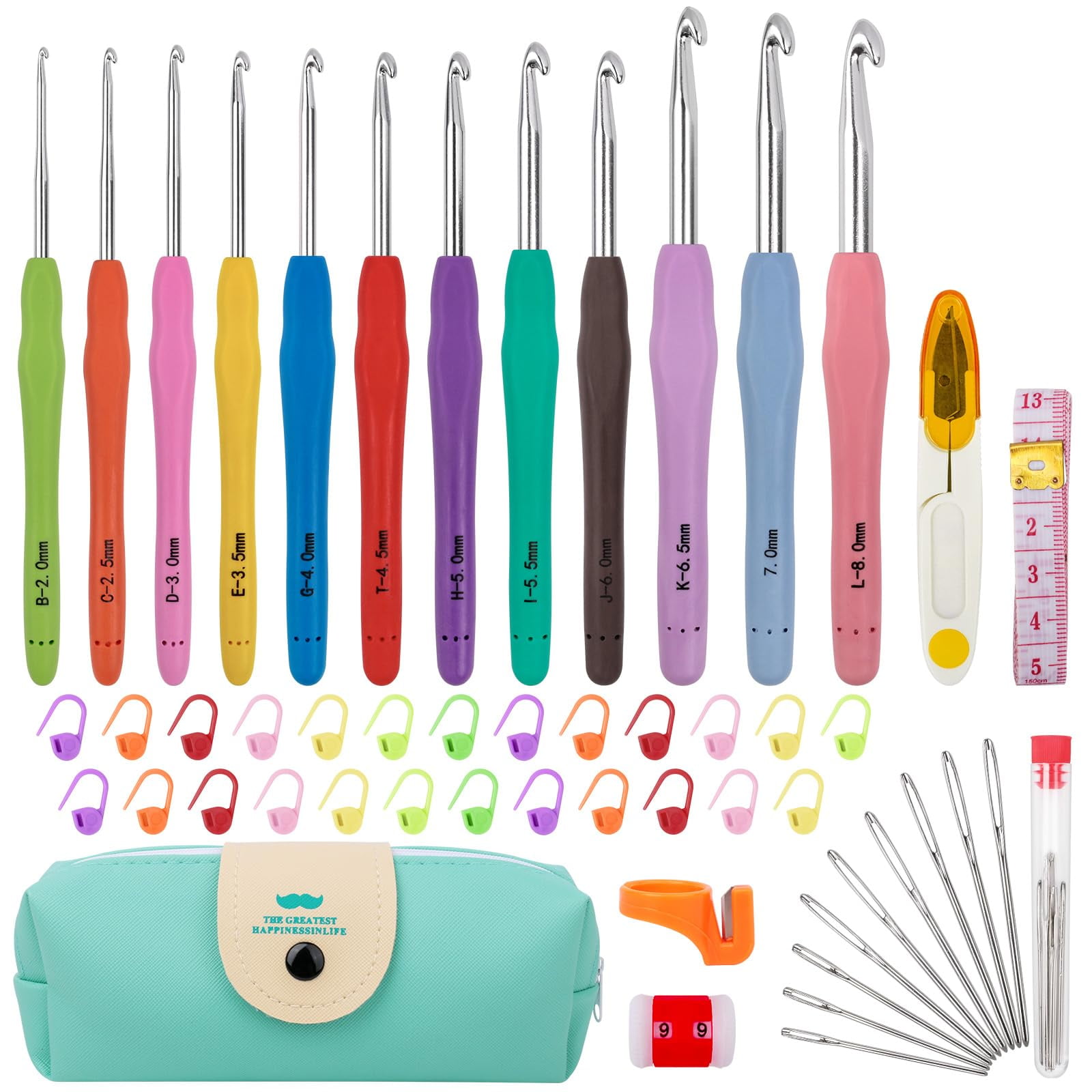 Crochet Hooks Set 12 Sizes with Ergonomic Handles, 51 Pack Crochet Kit ...
