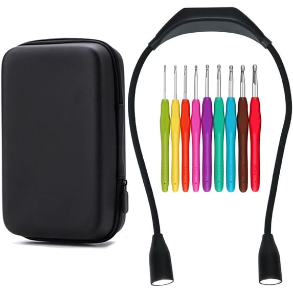Crochet Hooks Set with Light Up,9 Sizes Crochet Hooks with Case 2.0mm~6 ...
