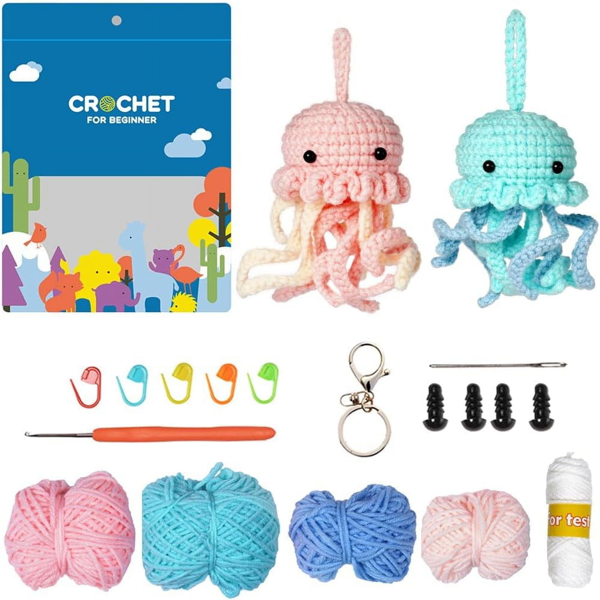 Crochet Keychain Kit Beginner Crochet Kit Cute Animals Jellyfish Learn ...