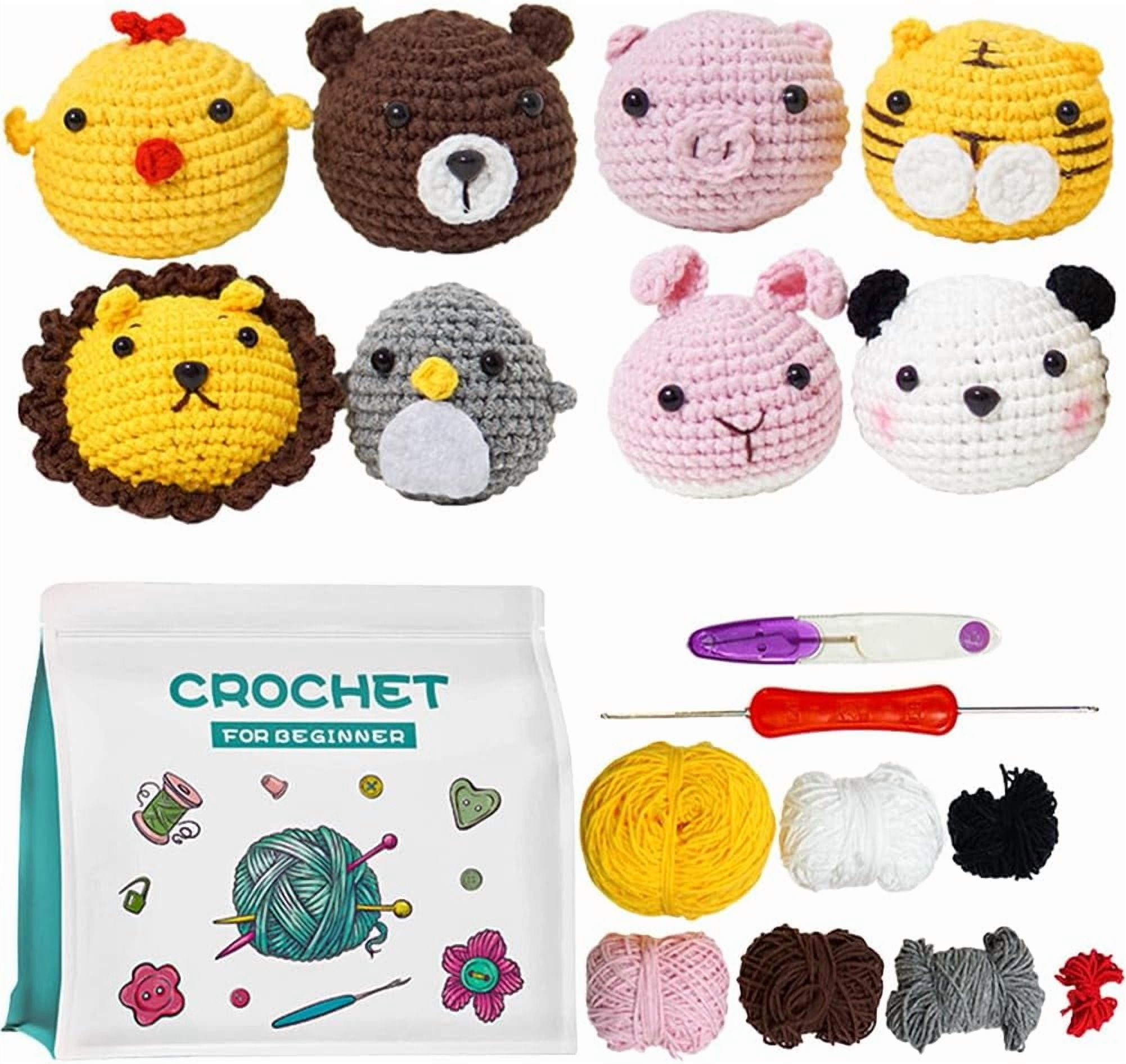 Crochet Keychain Kit Tiger Bear Lion Cute Animal Crochet Kit Step-by ...