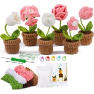 Crochet Kit for Beginners, Scheam 6 Pcs Crochet Potted Flowers Kit ...