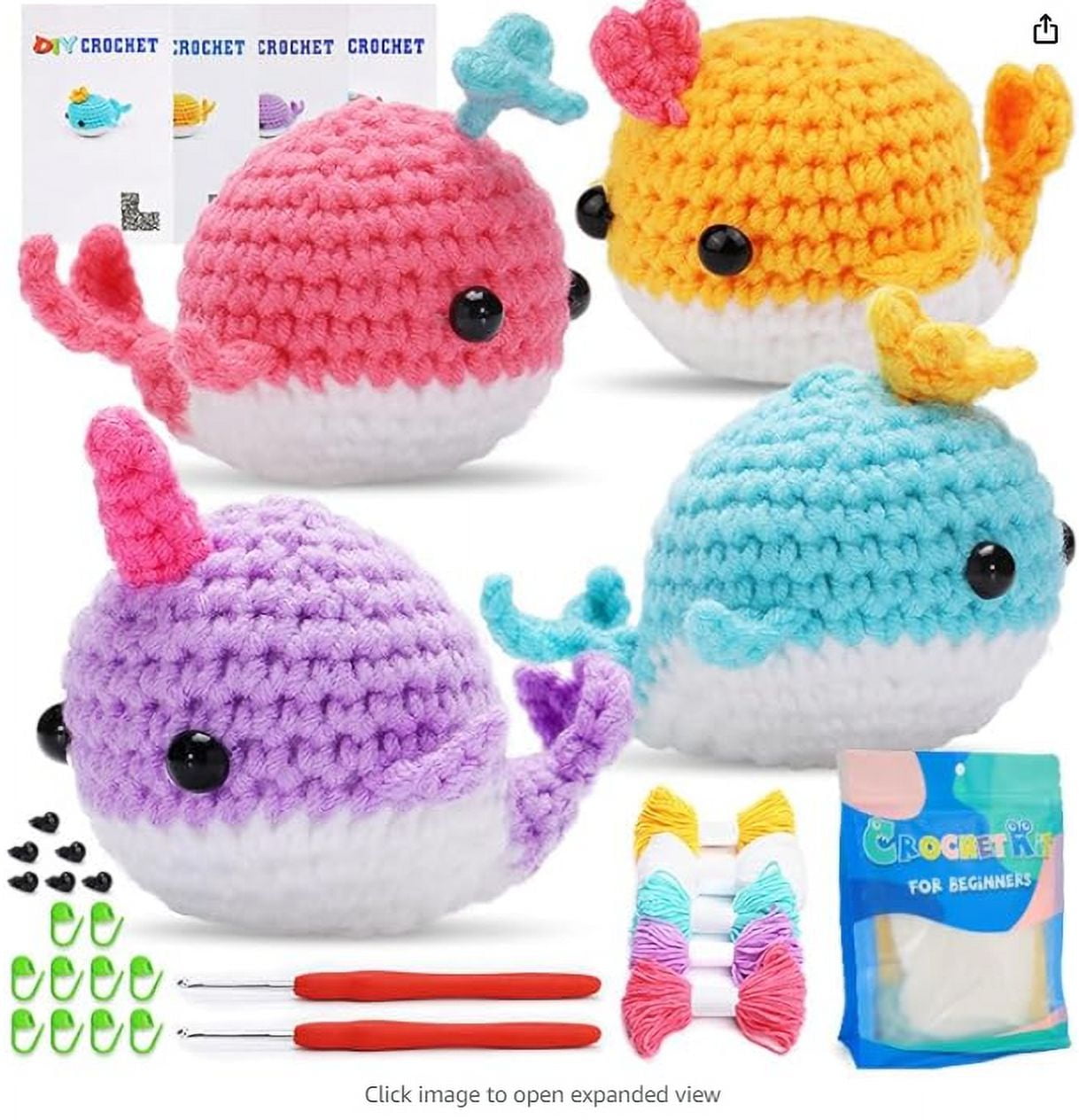 Beginner's Crochet Kit - 4 Animal Designs, Includes Video Guide, Yarn ...