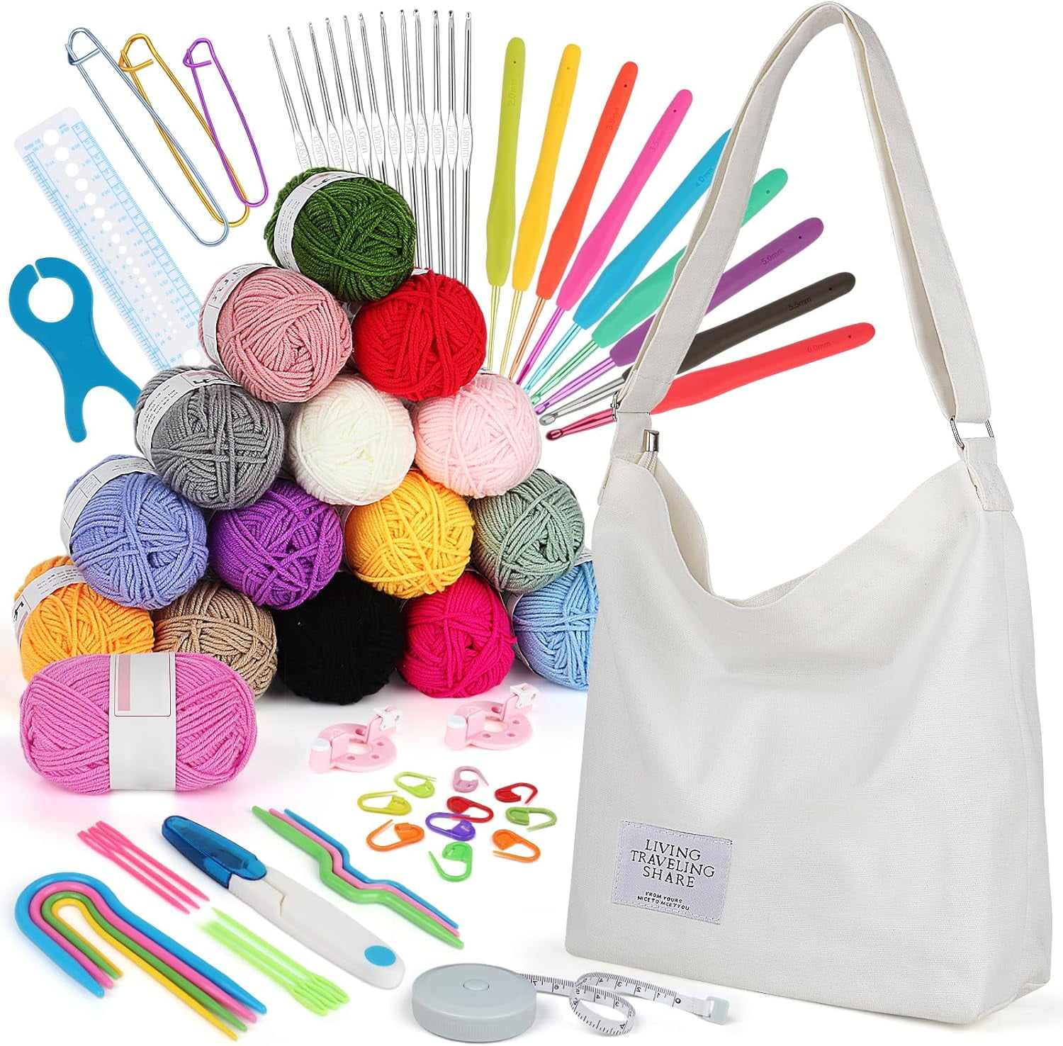Crochet Kit for Beginners, 70 Pcs Beginners Crochet Kit for Adults Kids ...