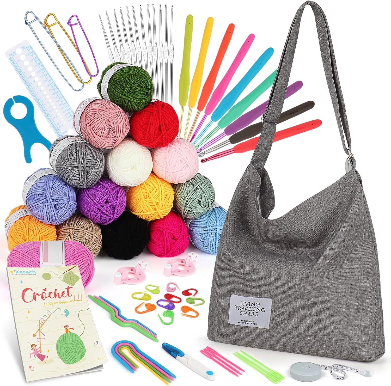 Crochet Kit for Beginners, 70 Pcs Beginners Crochet Kit for Adults Kids ...