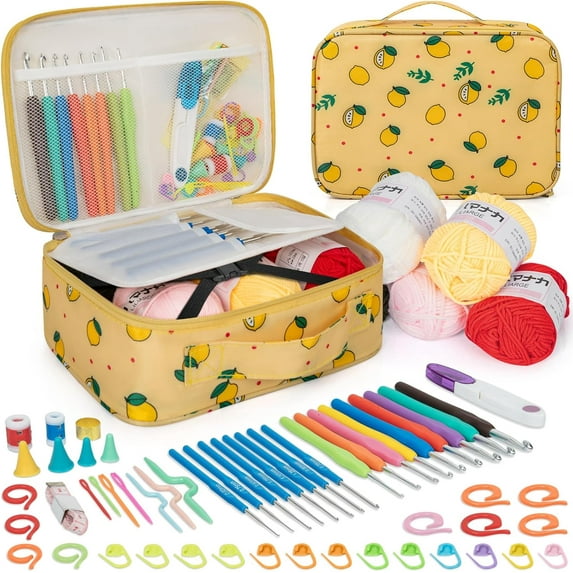 Crochet Kit for Beginners Adults Kids, 59 PCS Crochet Sets Include Yarn ...