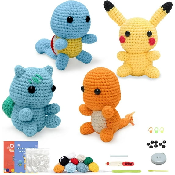 Crochet Kit for Beginners, Complete 4 PCS Cute Animals Crochet Kits for ...