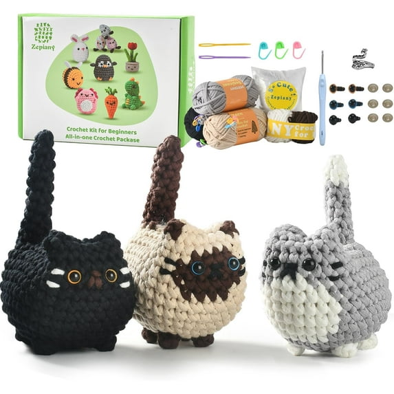 Crochet Kit for Beginners, Crochet Cat Beginner Crochet Kit for Adults ...
